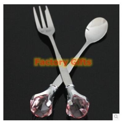 China Diamond Shape Stainless Steel Fork and Spoon Set 16cm Travel Camping Kids Cutlery for sale