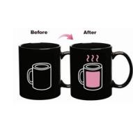 China Heat Sensitive Color Changing Ceramic Coffee Mug 350ml Stain Resistant Easy Clean Custom Logo for sale