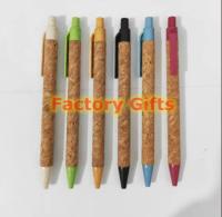 China Biodegradable Cork Ballpoint Pen 14.5cm Custom Logo Promotional Eco Friendly Writing for sale