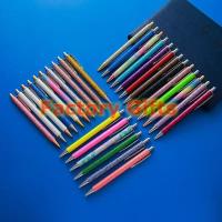 China Custom Logo Gold Powder Metal Click Ballpoint Pen 14.5cm Promotional Gift for sale