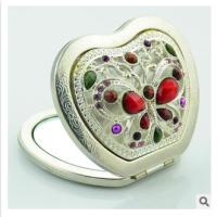 China New creative customed diamond logo gold apple luxury pocket makeup mirror for sale