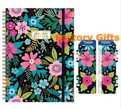 China Gold Sprial Notebook Sticky Notes Elastic And Ribbon Sublimation Printing Personalised Planner Diary for sale