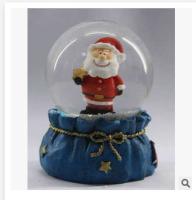 China Customizable Resin Glass Christmas Snow Globe 8x11cm LED Santa Figurine Party Gift for sale