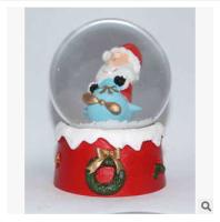 China Customizable Resin Glass Christmas Snow Globe 8x11cm LED Santa Figurine Party Gift for sale