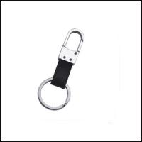 China PU Leather Keychain with Metal Trim 3.5 Inch Rust Resistant Keyring for ID Cards and Keys for sale