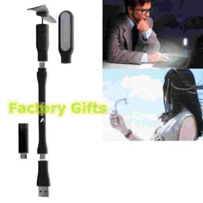 China Custom Logo 3-in-1 USB Bamboo Fan LED Light Micro USB Portable Business Gift for sale