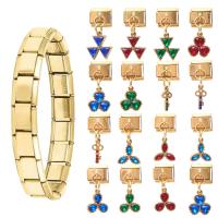 China Stainless Steel 18K Gold Plated Italian Charm Bracelet Heart Clover Cherry Pendants Jewelry for sale