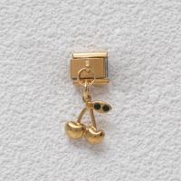 China Stainless Steel 18K Gold Plated Italian Charm Bracelet Heart Clover Cherry Pendants Jewelry for sale