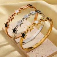 China 18K Gold Star Bracelet Stainless Steel Rose Gold Clover Flowers 5 Star Bangle for Women for sale