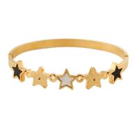 China 18K Gold Star Bracelet Stainless Steel Rose Gold Clover Flowers 5 Star Bangle for Women for sale