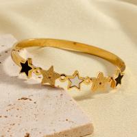 China 18K Gold Star Bracelet Stainless Steel Rose Gold Clover Flowers 5 Star Bangle for Women for sale