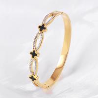 China 18K Gold Star Bracelet Stainless Steel Rose Gold Clover Flowers 5 Star Bangle for Women for sale