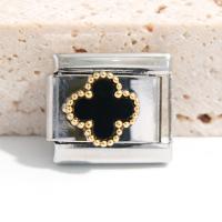 China Stainless Steel Clover Flower Italian Charm Links for Bracelet 4mm 8mm for sale