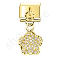 China Stainless Steel Gold Clover Bow Sun Gem Italian Charm Bracelet DIY Fashion Jewelry 18cm for sale