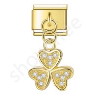 China Stainless Steel Gold Clover Bow Sun Gem Italian Charm Bracelet DIY Fashion Jewelry 18cm for sale