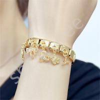China Stainless Steel Gold Clover Bow Sun Gem Italian Charm Bracelet DIY Fashion Jewelry 18cm for sale