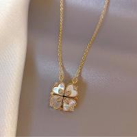 China Gold Plated Stainless Steel Clover Heart Pendant Necklace Customizable 4 Leaf Love Design for sale