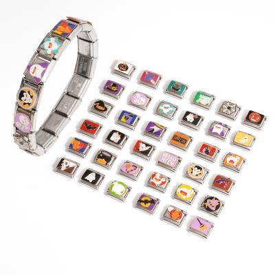 China Stainless Steel Halloween Italian Charm Bracelet 7.5 inch 18mm Links for DIY Jewelry for sale