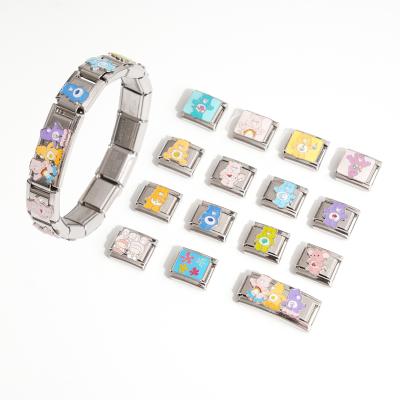 China Stainless Steel Italian Charm Link Bear Bracelet 8mm Cartoon Animal Pendant for DIY Jewelry Making for sale