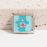 China Stainless Steel Italian Charm Link Bear Bracelet 8mm Cartoon Animal Pendant for DIY Jewelry Making for sale
