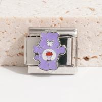 China Stainless Steel Italian Charm Link Bear Bracelet 8mm Cartoon Animal Pendant for DIY Jewelry Making for sale