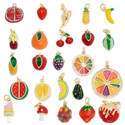 China Waterproof Colorful Fruit Necklace Pendant Non Tarnish Stainless Steel DIY Jewelry Charms 18mm for sale