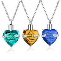 China Stainless Steel Glass Crystal Heart Birthstone Necklace 12 Month Birthstones Custom Jewelry for sale