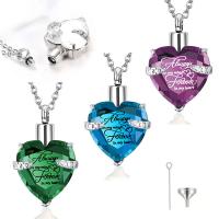 China Stainless Steel Glass Crystal Heart Birthstone Necklace 12 Month Birthstones Custom Jewelry for sale