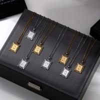 China Stainless Steel Initial Pendant Necklace 18K Gold Letter Charm Rectangle 45cm for sale