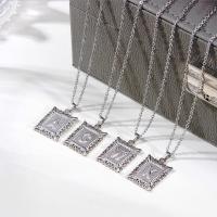 China Stainless Steel Initial Pendant Necklace 18K Gold Letter Charm Rectangle 45cm for sale