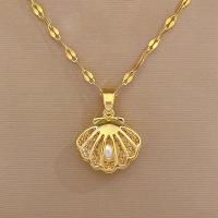 China 18K Gold Plated Pearl Shell Necklace Waterproof Bead Necklace 45cm Fashion Jewelry for sale