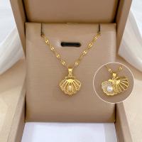 China 18K Gold Plated Pearl Shell Necklace Waterproof Bead Necklace 45cm Fashion Jewelry for sale