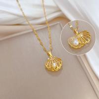 China 18K Gold Plated Pearl Shell Necklace Waterproof Bead Necklace 45cm Fashion Jewelry for sale