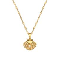 China 18K Gold Plated Pearl Shell Necklace Waterproof Bead Necklace 45cm Fashion Jewelry for sale