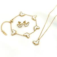 China 316L Stainless Steel Butterfly Jewelry Set Necklace Earrings Bracelet 18K Gold Plated for sale