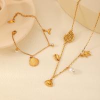 China 316L Stainless Steel Gold Plated Conch Shell Beach Jewelry Set for Women 4 Piece for sale