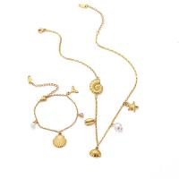 China 316L Stainless Steel Gold Plated Conch Shell Beach Jewelry Set for Women 4 Piece for sale