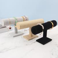China Black White Velvet T-Shape Jewelry Display Stand 23.5x5x14cm for Bracelet Bangle Watch for sale