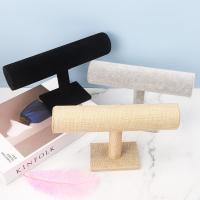 China Black White Velvet T-Shape Jewelry Display Stand 23.5x5x14cm for Bracelet Bangle Watch for sale