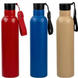 China Insulated Stainless Steel Water Bottle 500ml Sweat Proof Cylindrical with Wrist Strap for sale