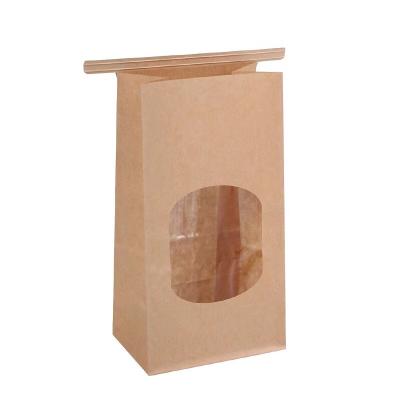 China T0.017mm H23.2cm Sealing Bread Recycled Paper Gift Bag With Window for sale