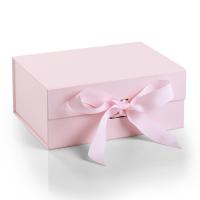 China 160x120cm Ribbon CMYK Pink Magnetic Gift Card Boxes For Friends for sale