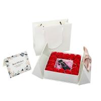 China Gift Paper Box Custom Magnetic Bowknot Double Open 16 Roses Soap Flower For Jewelry Perfume Lipstick for sale