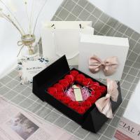 China Gift Paper Box Custom Magnetic Bowknot Double Open 16 Roses Soap Flower For Jewelry Perfume Lipstick for sale