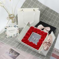 China Gift Paper Box Custom Magnetic Bowknot Double Open 16 Roses Soap Flower For Jewelry Perfume Lipstick for sale