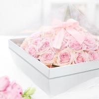 China Gift Flower Paper Box Custom PET Plastic Cover Panoramic Transparent Sunroof Diamond-shaped Heart-shaped for sale
