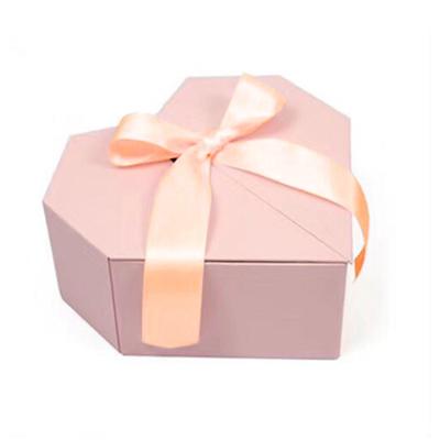 China Flower Gift Paper Box Custom Logo Colorful Magnetic Double Open Heart-shaped Ribbon Luxury for sale