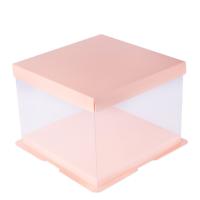 China PET Transparent Cake Box Packaging Tall Clear Plastic Square Paper Boxes for sale