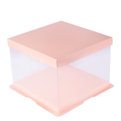 China PET Transparent Cake Box Packaging Tall Clear Plastic Square Paper Boxes for sale