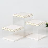 China PET Plastic Disposable Food Packaging Transparent Cake Box Gold Stamping Paper Lid Boxes for sale